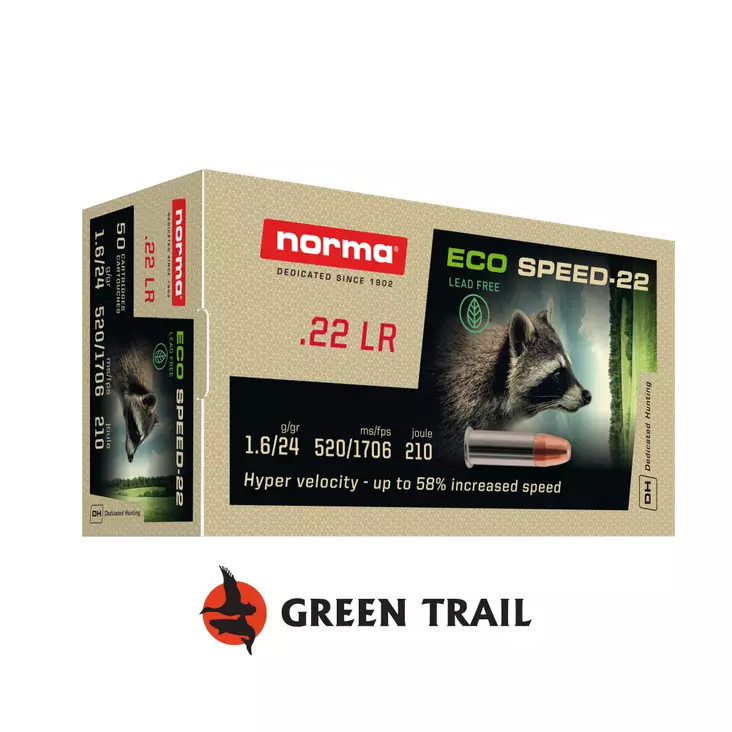 Norma Eco Speed-22 1,6g 22LR Lyijytön Pienoiskiväärin patruuna - Green ...